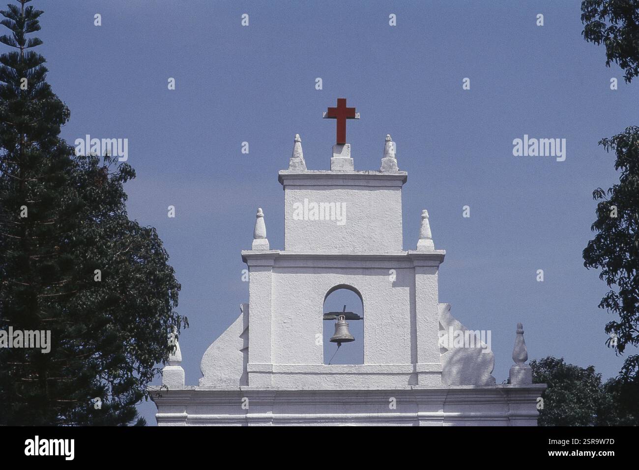 Cross & bell over church at Mangeshi, Goa, India, Asia Stock Photo - Alamy