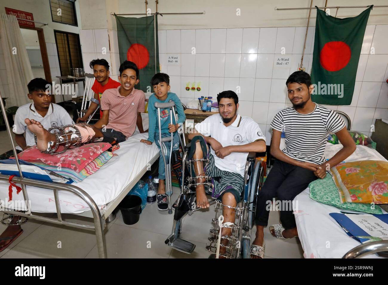 Dhaka, Bangladesh - February 05, 2025: Students injured in the July ...