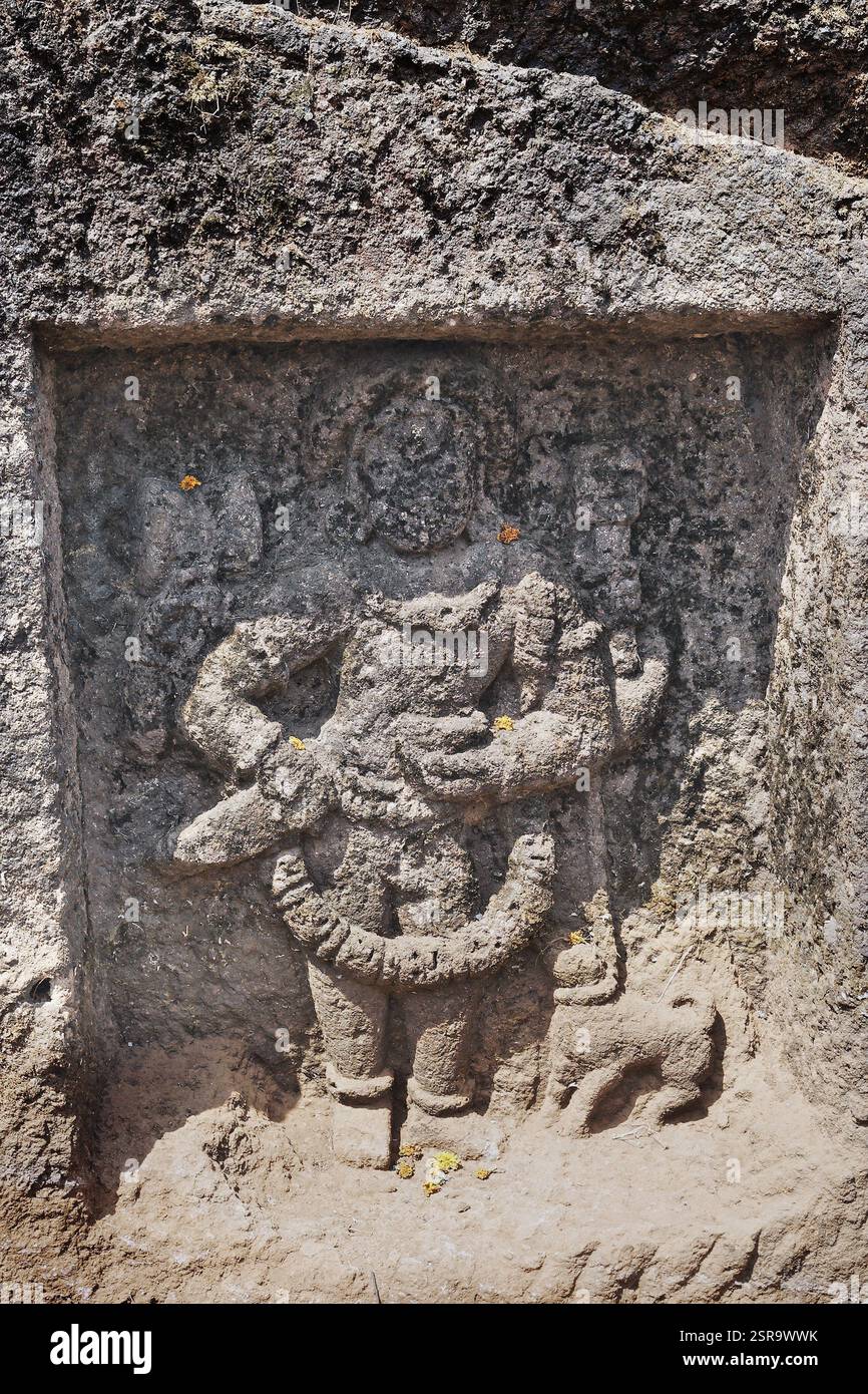 Bhairav statue outside cave number twenty-nine near rock-cut water ...