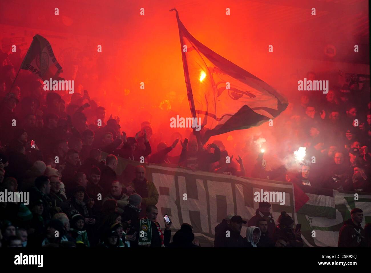 Celtic fans set off flares ahead of the William Hill Premiership match ...