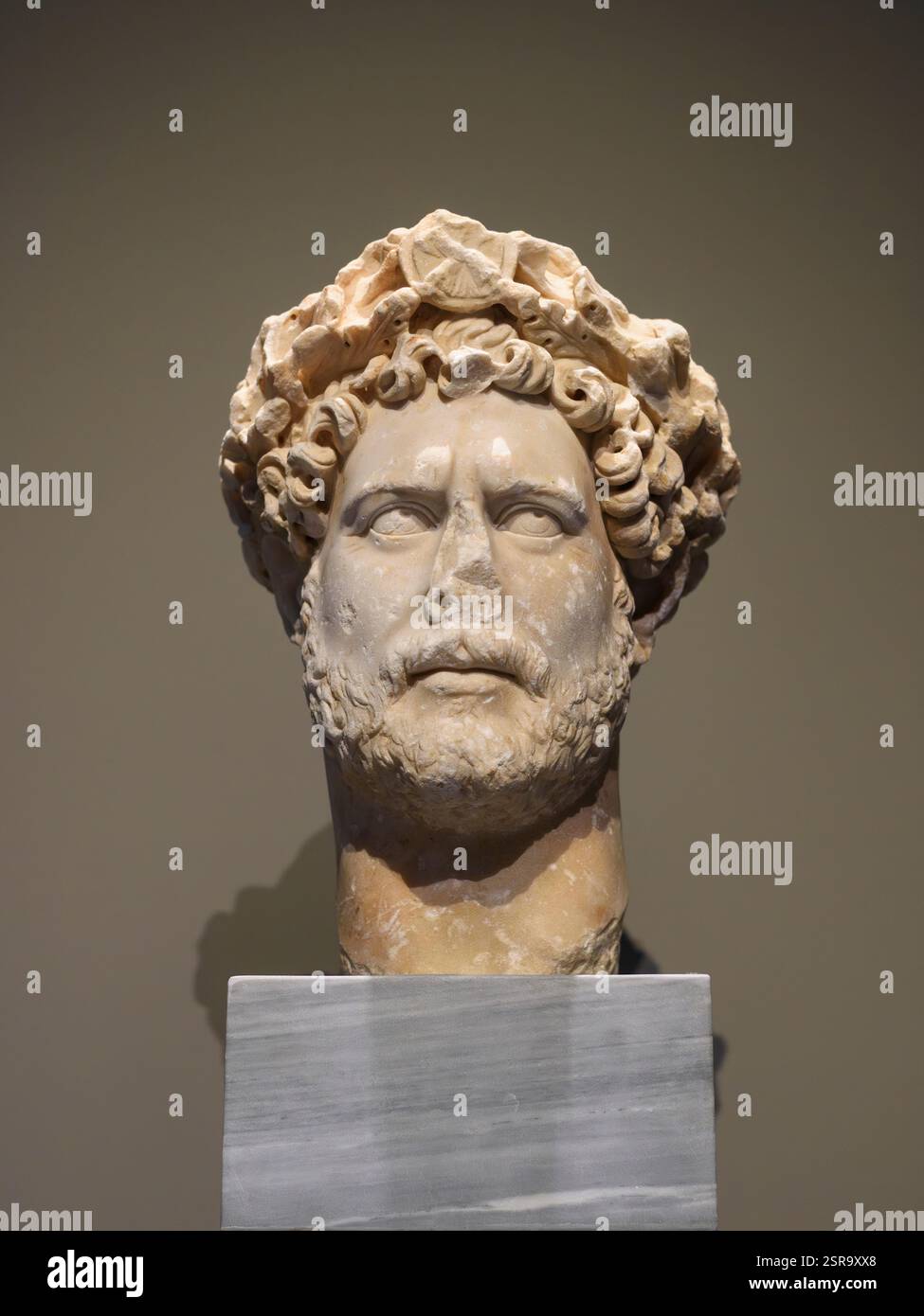 Athens. Greece. Colossal portrait head of Roman emperor Hadrian, 117 ...