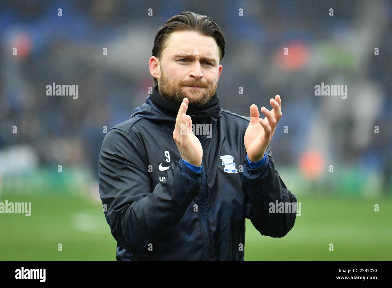 Birmingham, England. 15th Feb 2025. Alfie May before the Sky Bet EFL ...