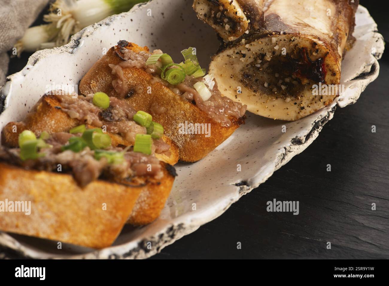 Homemade Roasted Beef Bone Marrow with toast Stock Photo - Alamy
