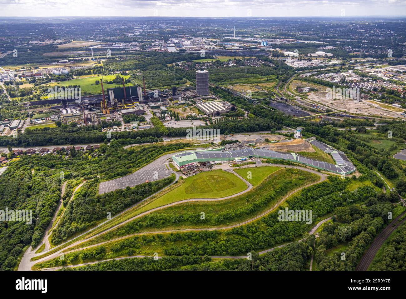Aerial view, ski hall alpincenter on the Prosperstraße slagheap with ...