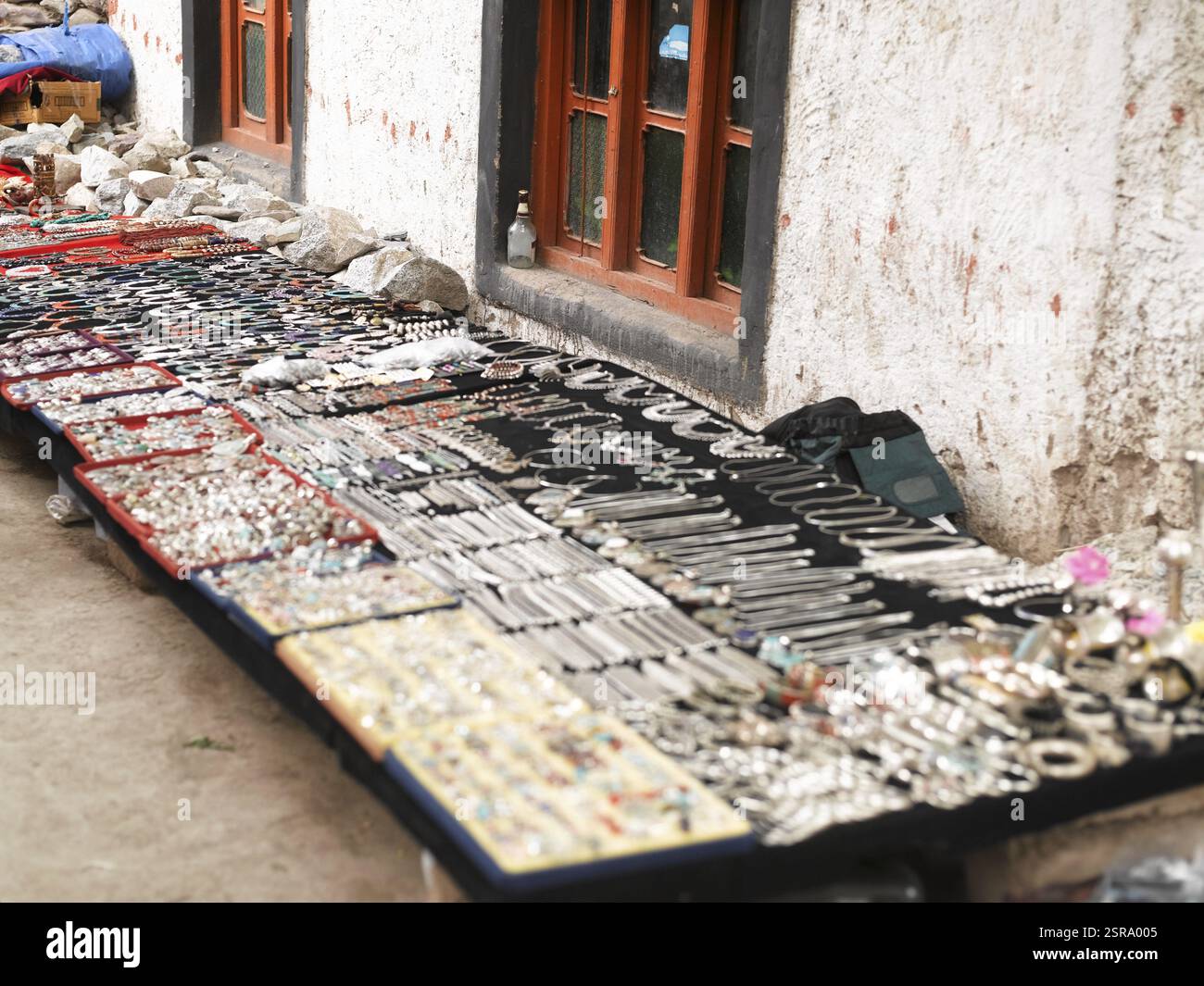 Jewellery stall on street, Ladakh, Jammu and Kashmir, India, Asia Stock ...