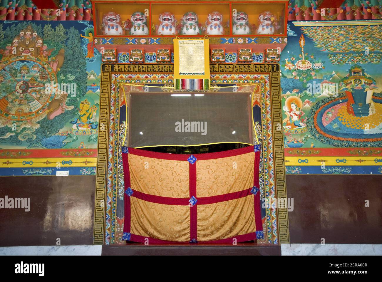 Wall paintings at entrance of Sakya monastery, Defraud, Uttaranchal ...