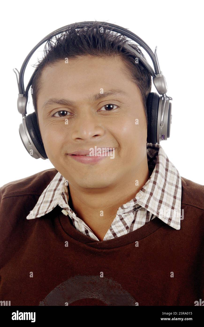 South Indian College going Student Listening Music Wearing Head Phone India Asia MR#782 Stock ...