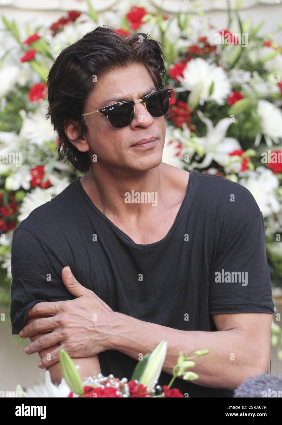 Bollywood actor Shahrukh Khan speaks during a press conference to ...