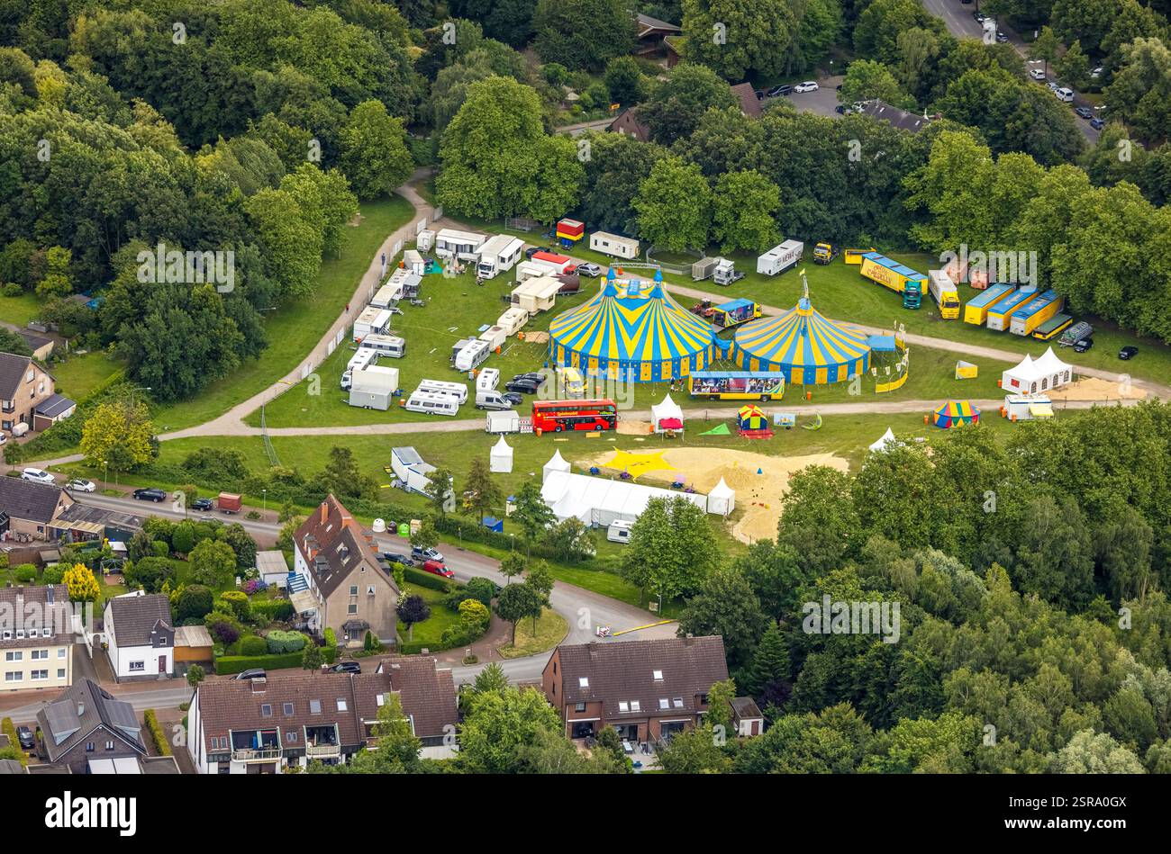 Aerial view, Casselly children's holiday circus, circus tent on the ...