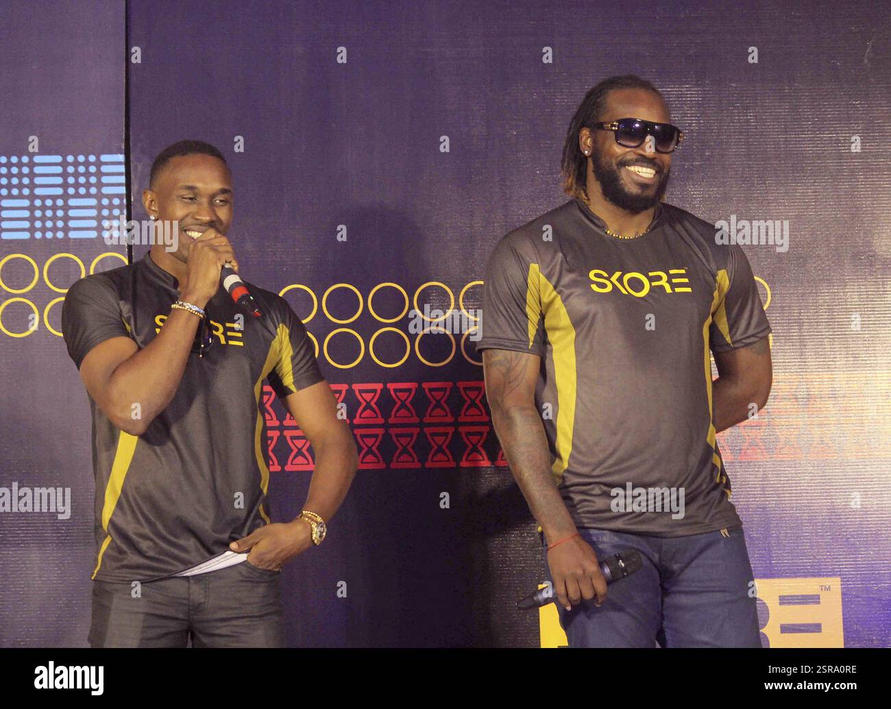West Indies cricket players Dwayne Bravo and Chris Gayle during the ...