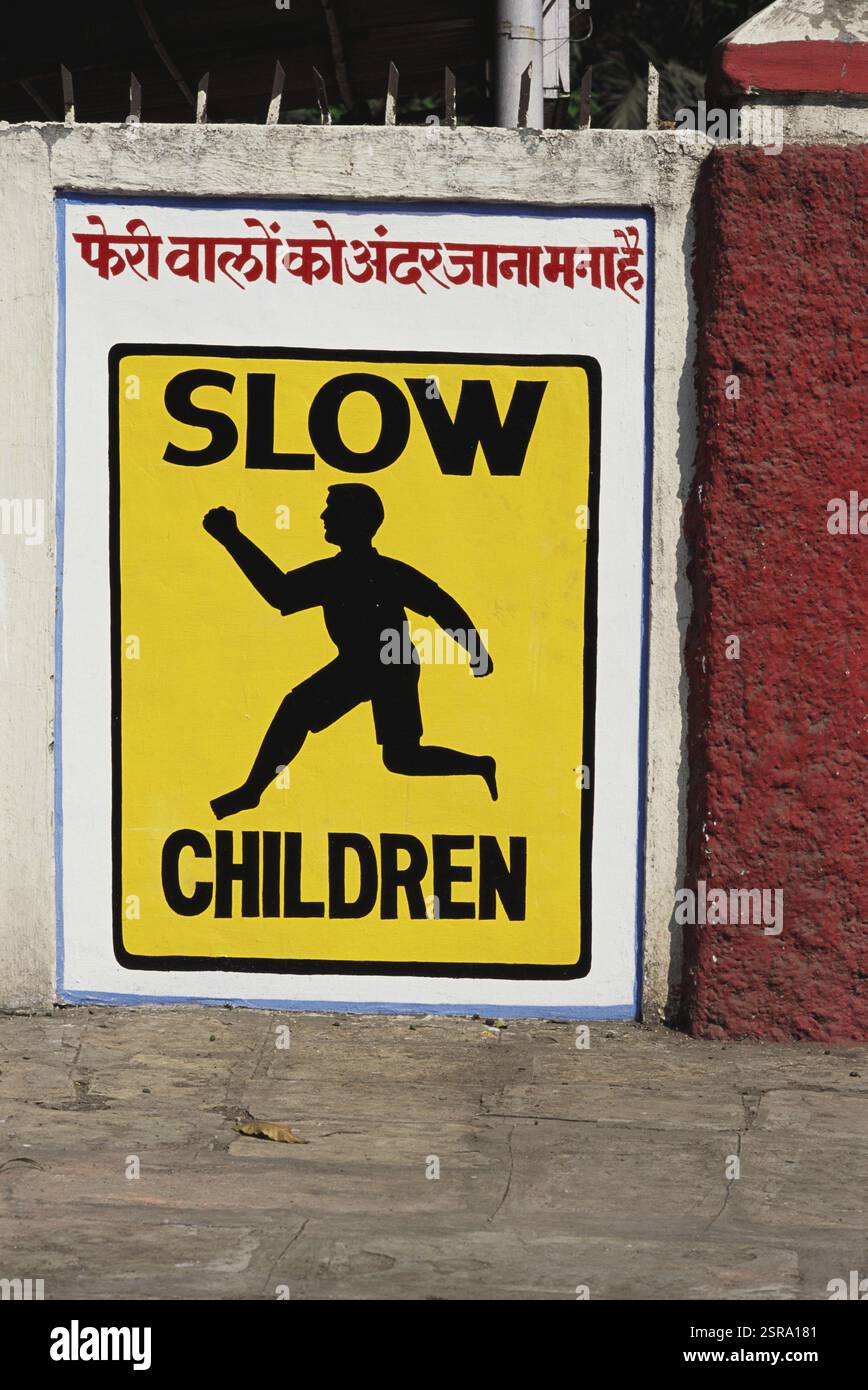 Go slow and vendor not allowed signboard of children play, Bombay ...