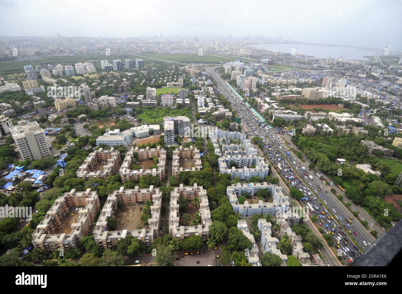 Aerial view of government colony western express highway, Bandra Khar ...