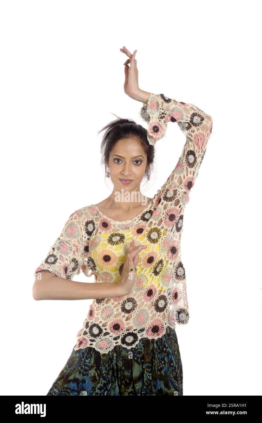 Indian lady in classical dance kathak posture MR#773C Stock Photo - Alamy