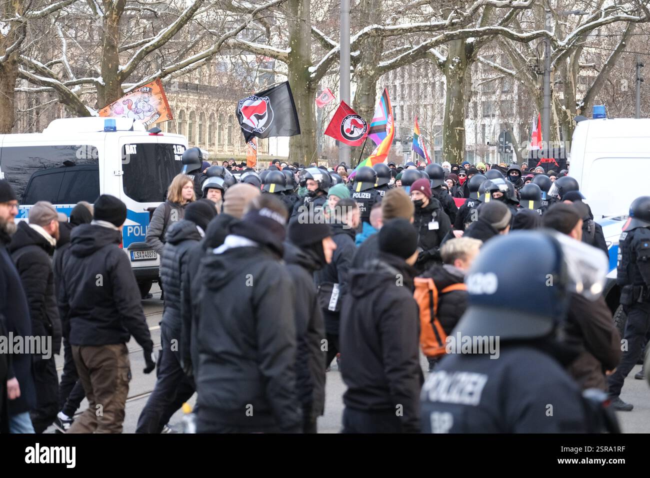 Dresden, Germany. 15th Feb, 2025. Participants in a right-wing ...