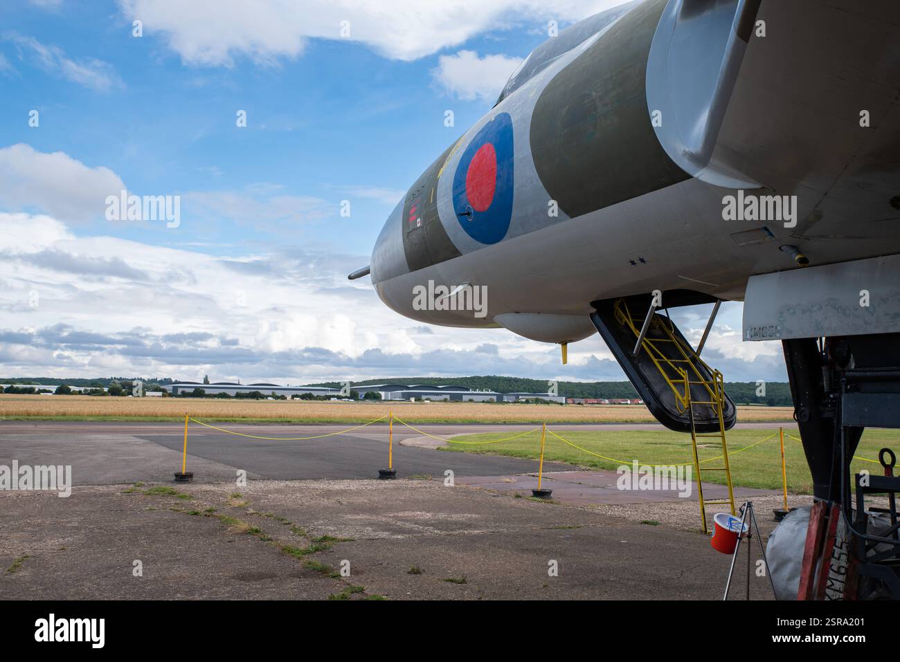 Front of Avro Vulcan XM655 long range nuclear bomber with a view over ...