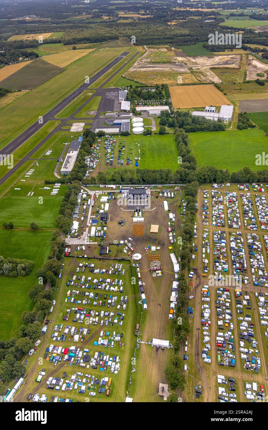 Aerial view, Ruhrpott-Rodeo 2024 music event at Schwarze Heide airfield ...