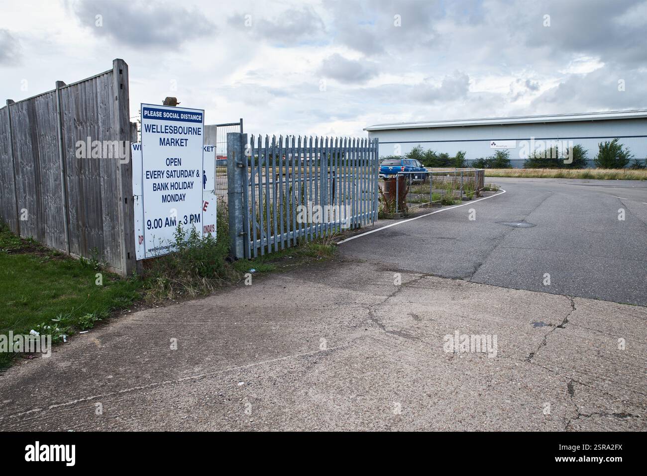 Main entrance to Wellesbourne Airfield Market held weekends and bank ...