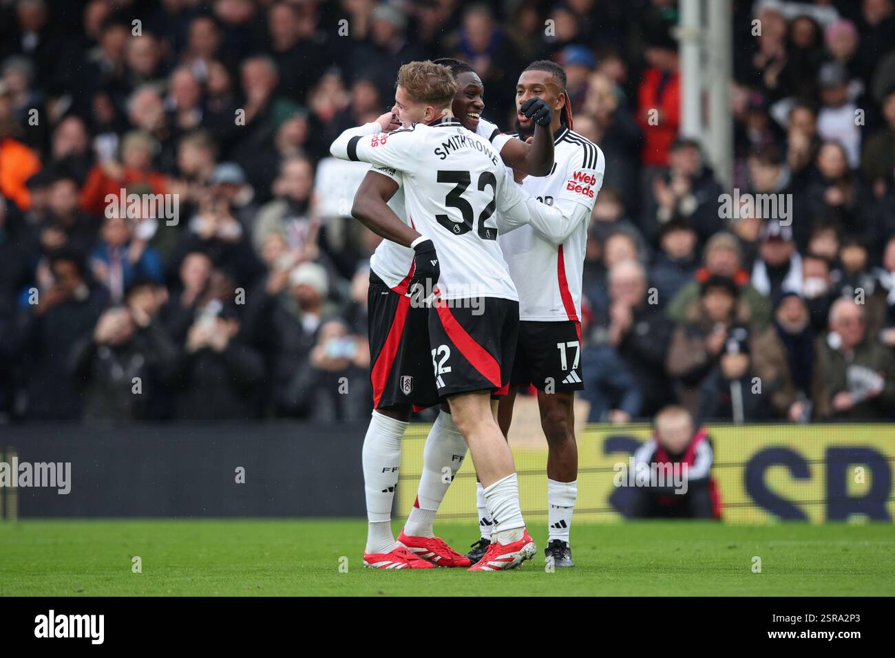 LONDON, UK - 15th Feb 2025: Emile Smith Rowe of Fulham FC celebrates ...