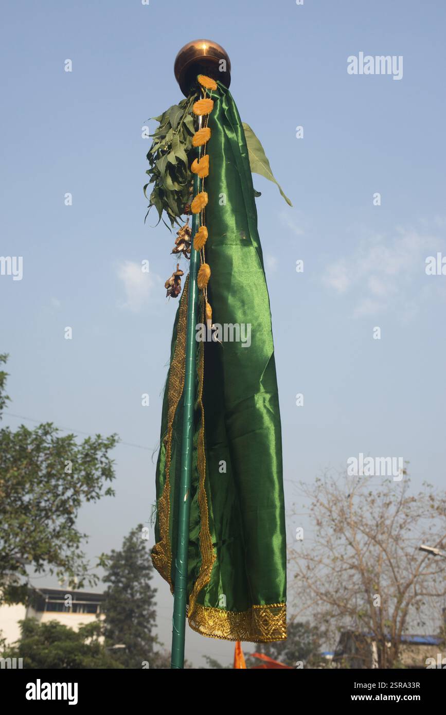 Gudi raised for celebrating Gudi Padva Festival, Thane Maharashtra ...
