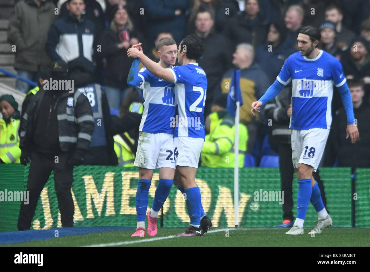 Birmingham, England. 15th Feb 2025. Jay Stansfield celebrates with his ...
