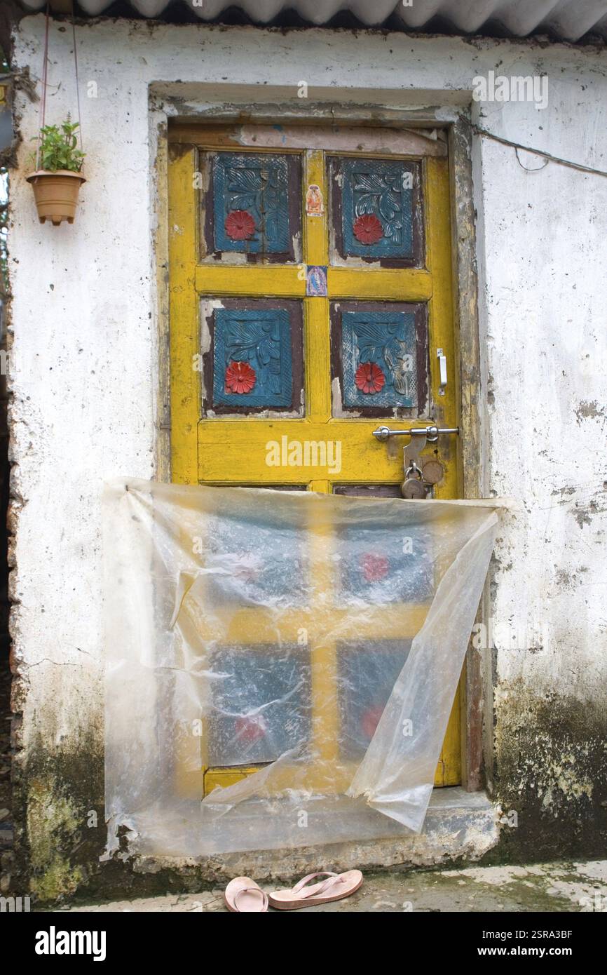Door of house in Malvani slum, Malad, Bombay Mumbai, Maharashtra, India ...