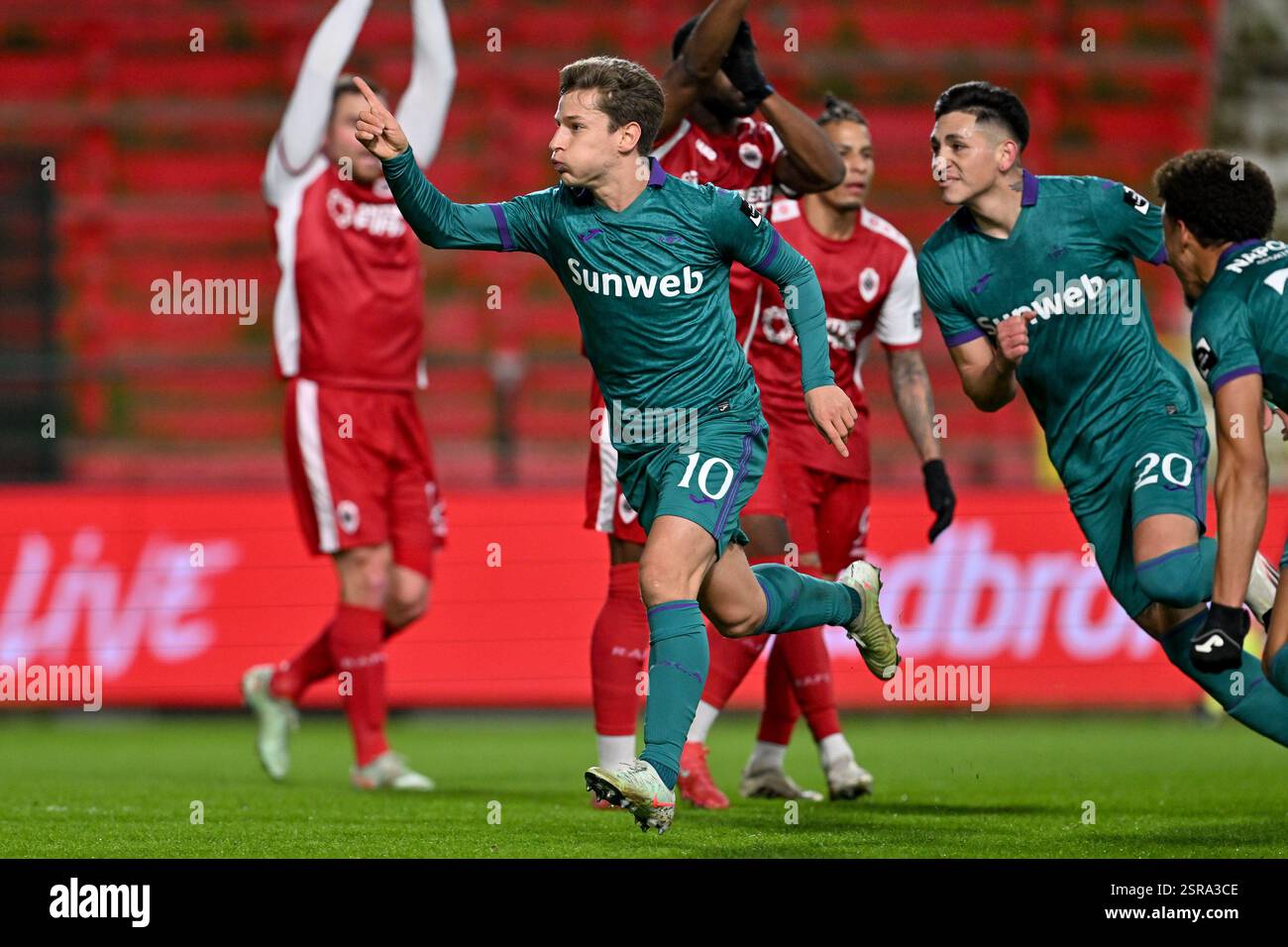 Yari Verschaeren (10) of Anderlecht celebrates after scoring the 1-1 ...