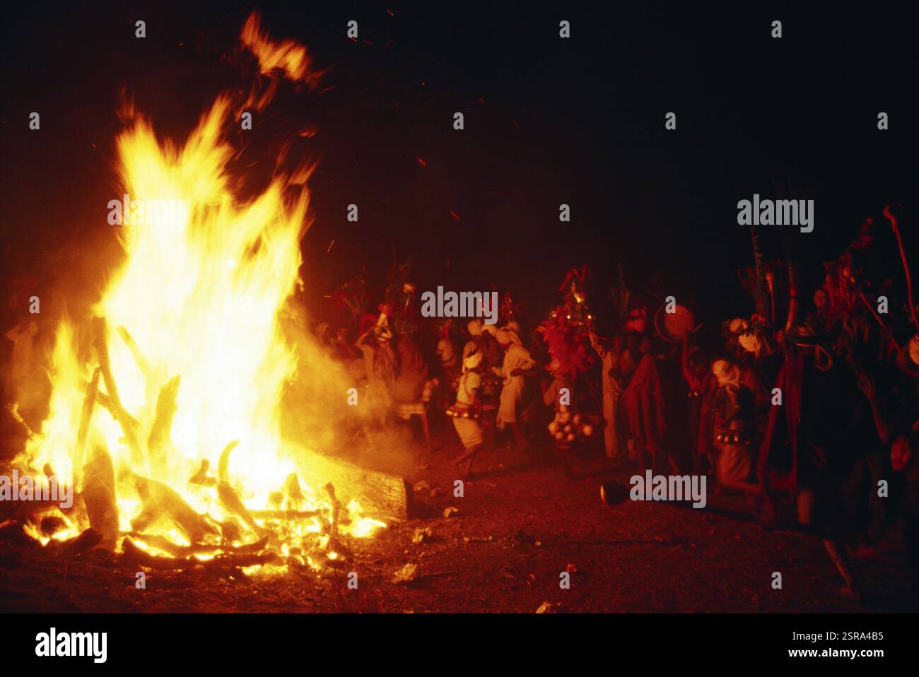 People celebrating holi festival Kathi, Nandurba, Maharashtra, India ...