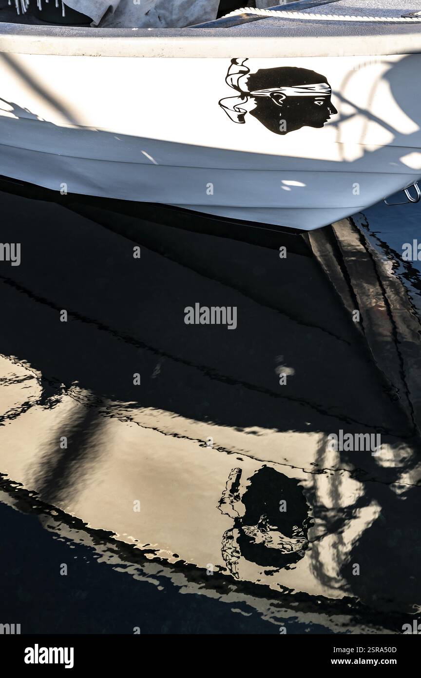 The Moorish or Corsican head, here on a boat hull, is the symbol of ...