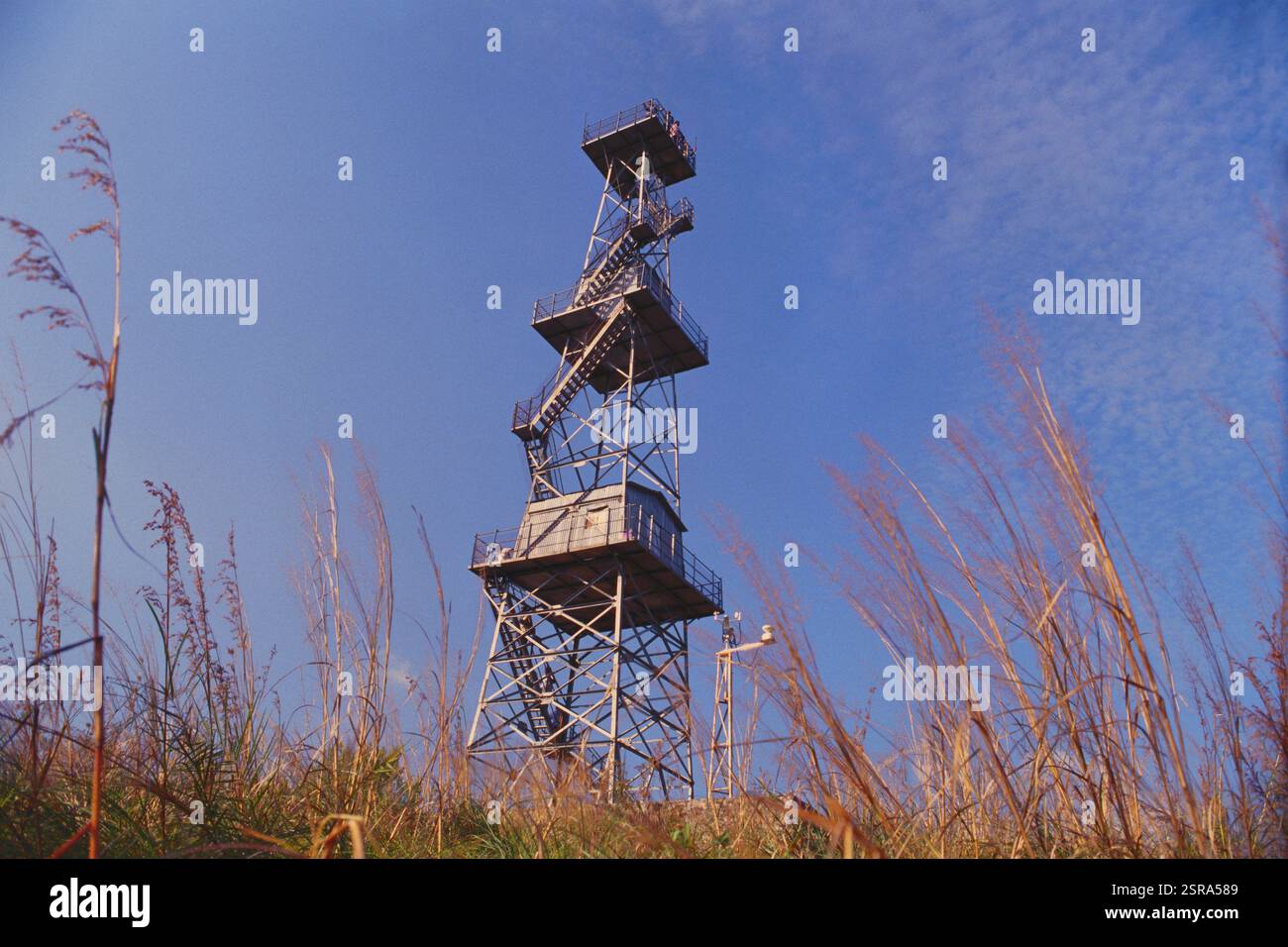 Fire watch tower in Silent valley, tropical rain forest, Kerala, India ...