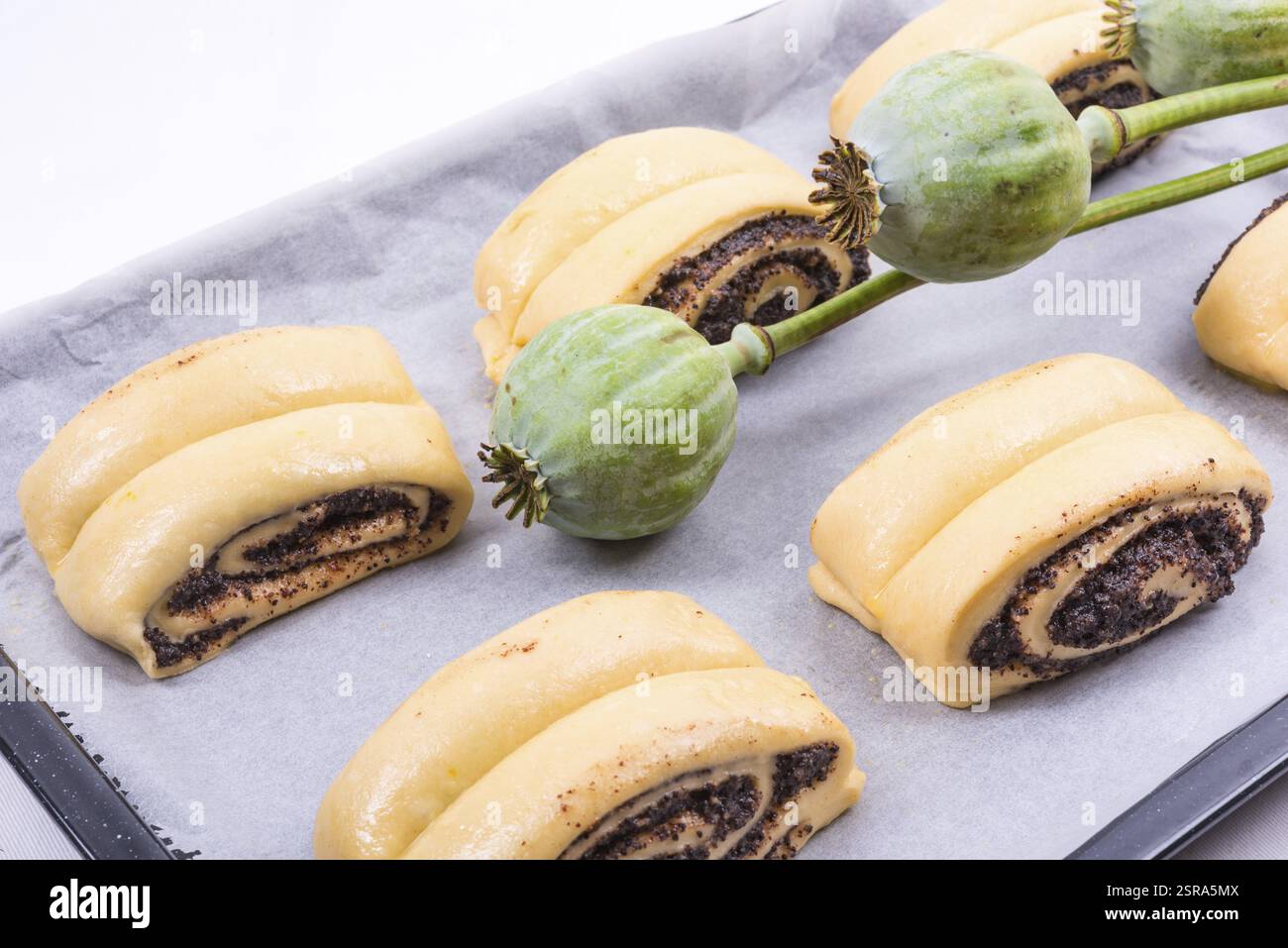 Raw Quick Poppy Seed Rolls Stock Photo - Alamy