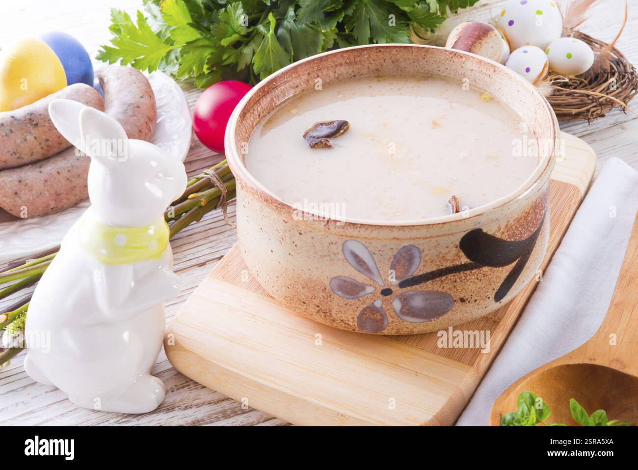 Polish Easter soup with egg and sausage Stock Photo - Alamy
