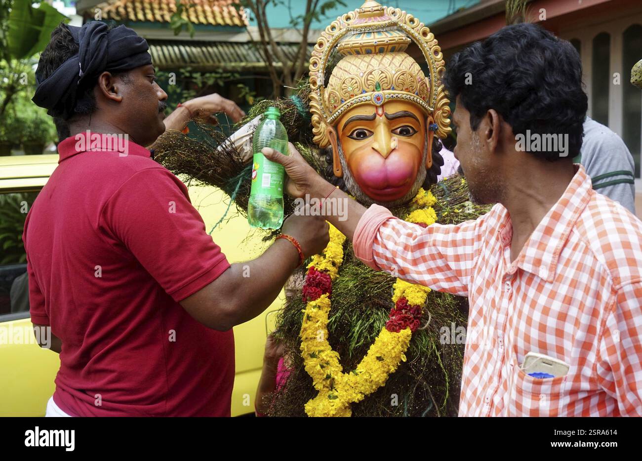 Traditional Kummatti dancers wear wooden masks various god Kummatti ...
