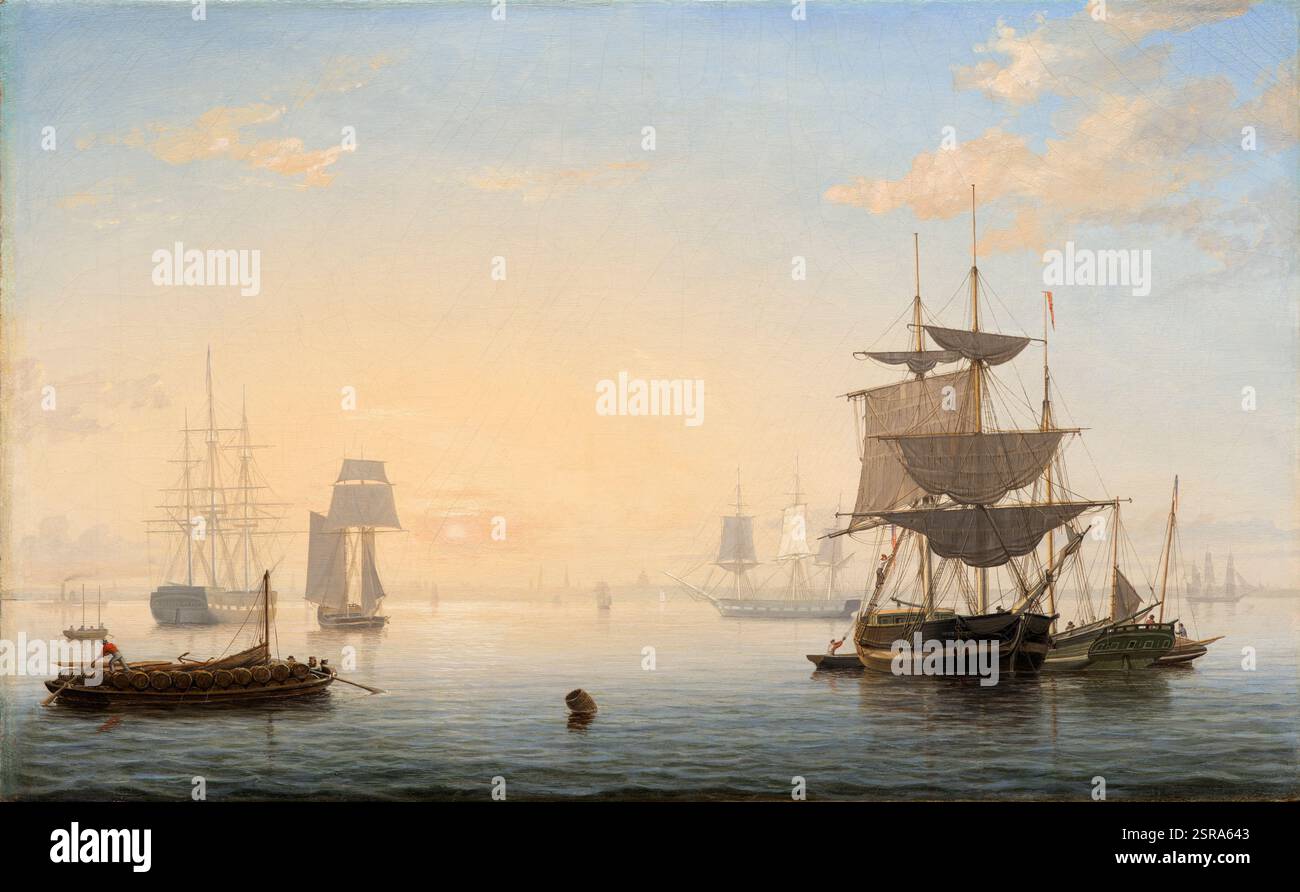 Harbor of Boston, with the City in the Distance. Fitz Henry Lane. c ...