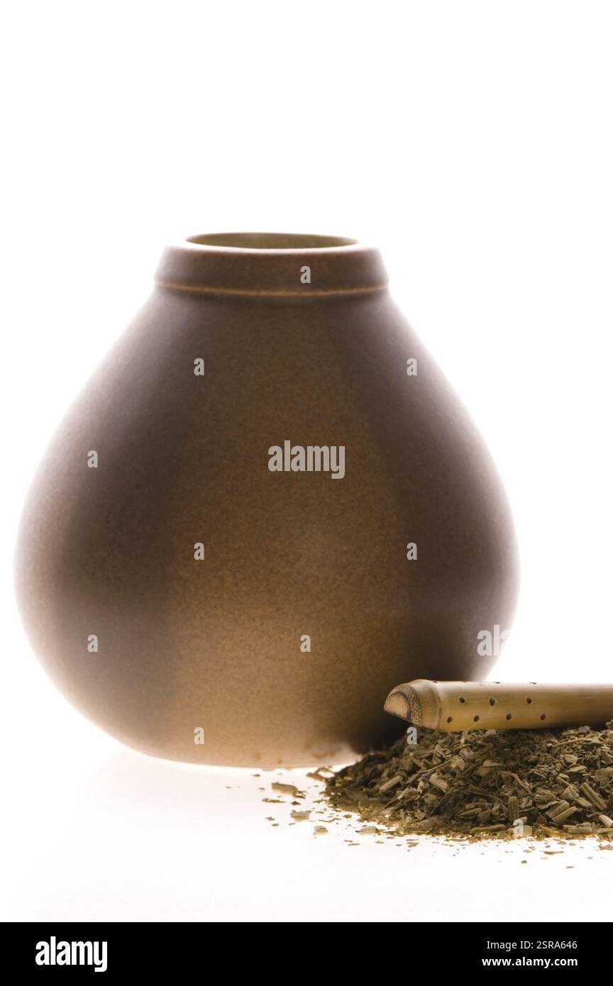Argentinian calabash with yerba mate isolated on white background Stock ...