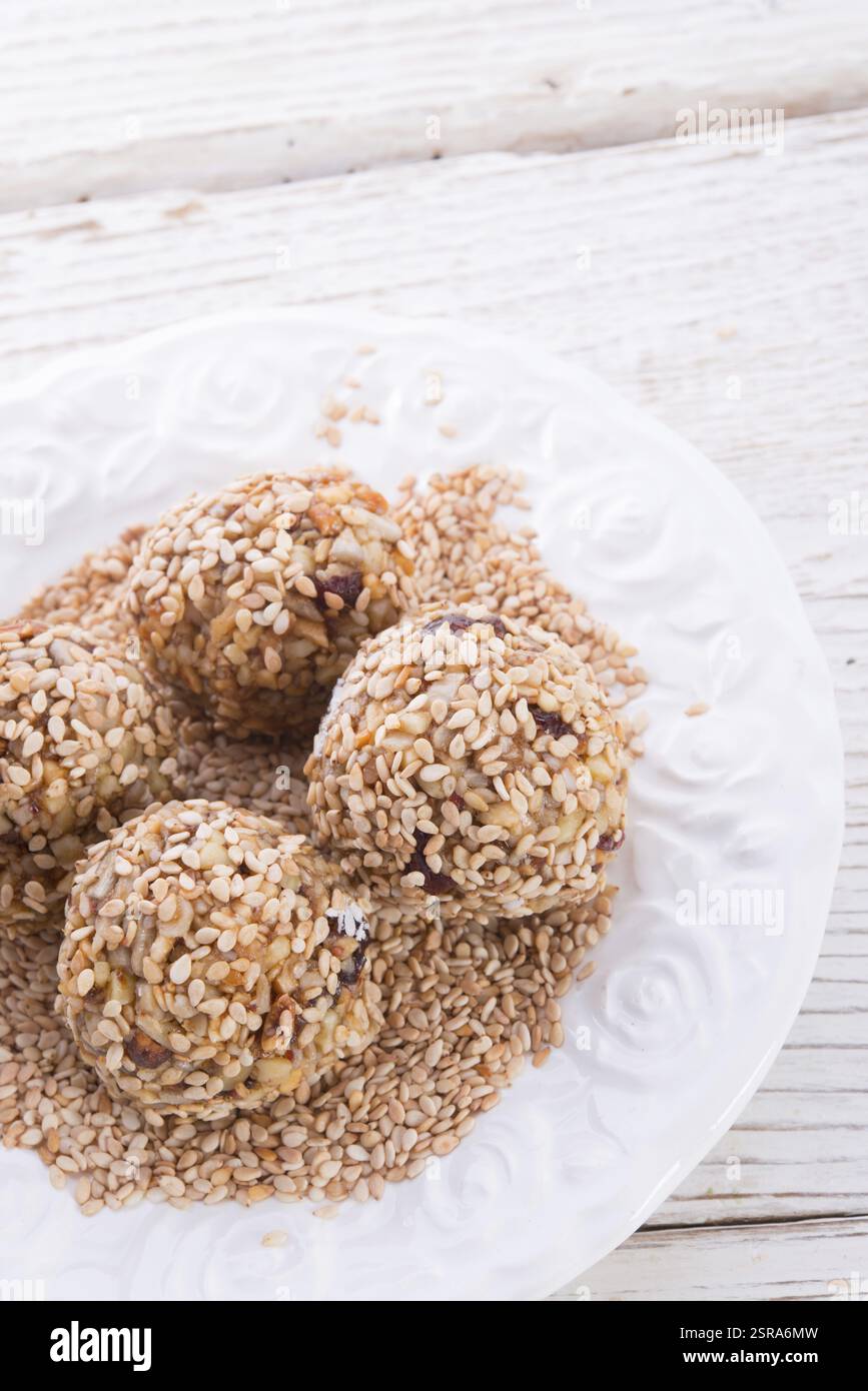 Home-made nibble - muesli - small ball Stock Photo - Alamy