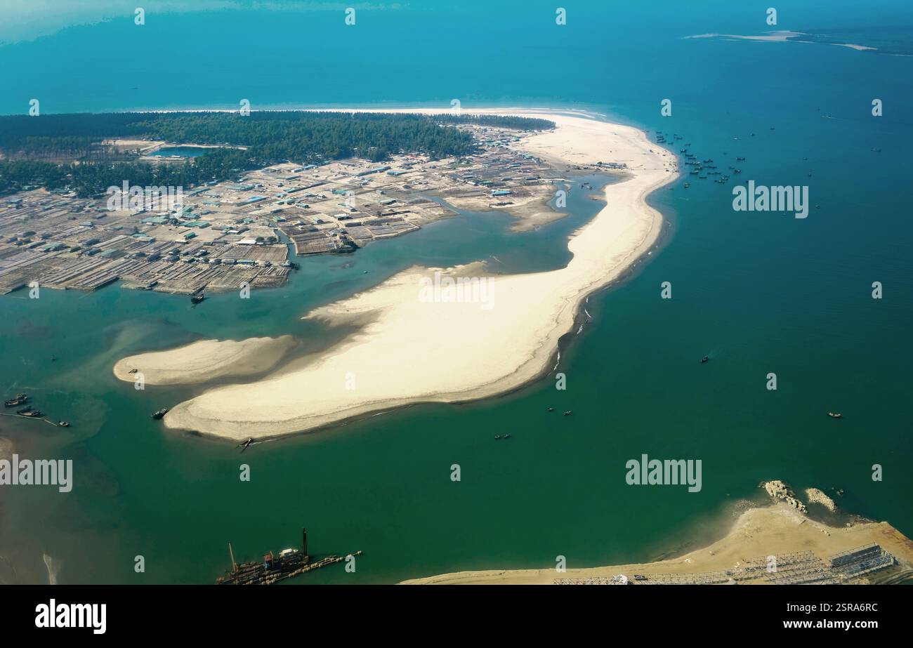 Aerial view of rural Bangladesh. Top view of Dhaka, Bangladesh. Bird's ...