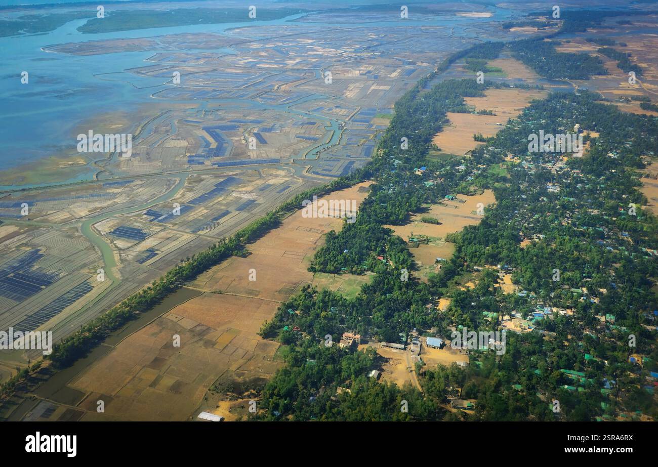 Aerial view of rural Bangladesh. Top view of Dhaka, Bangladesh. Bird's ...