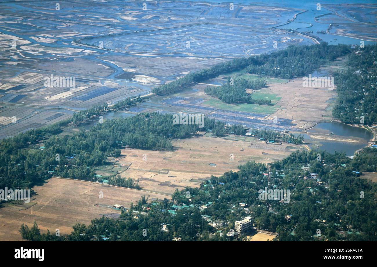 Aerial view of rural Bangladesh. Top view of Dhaka, Bangladesh. Bird's ...