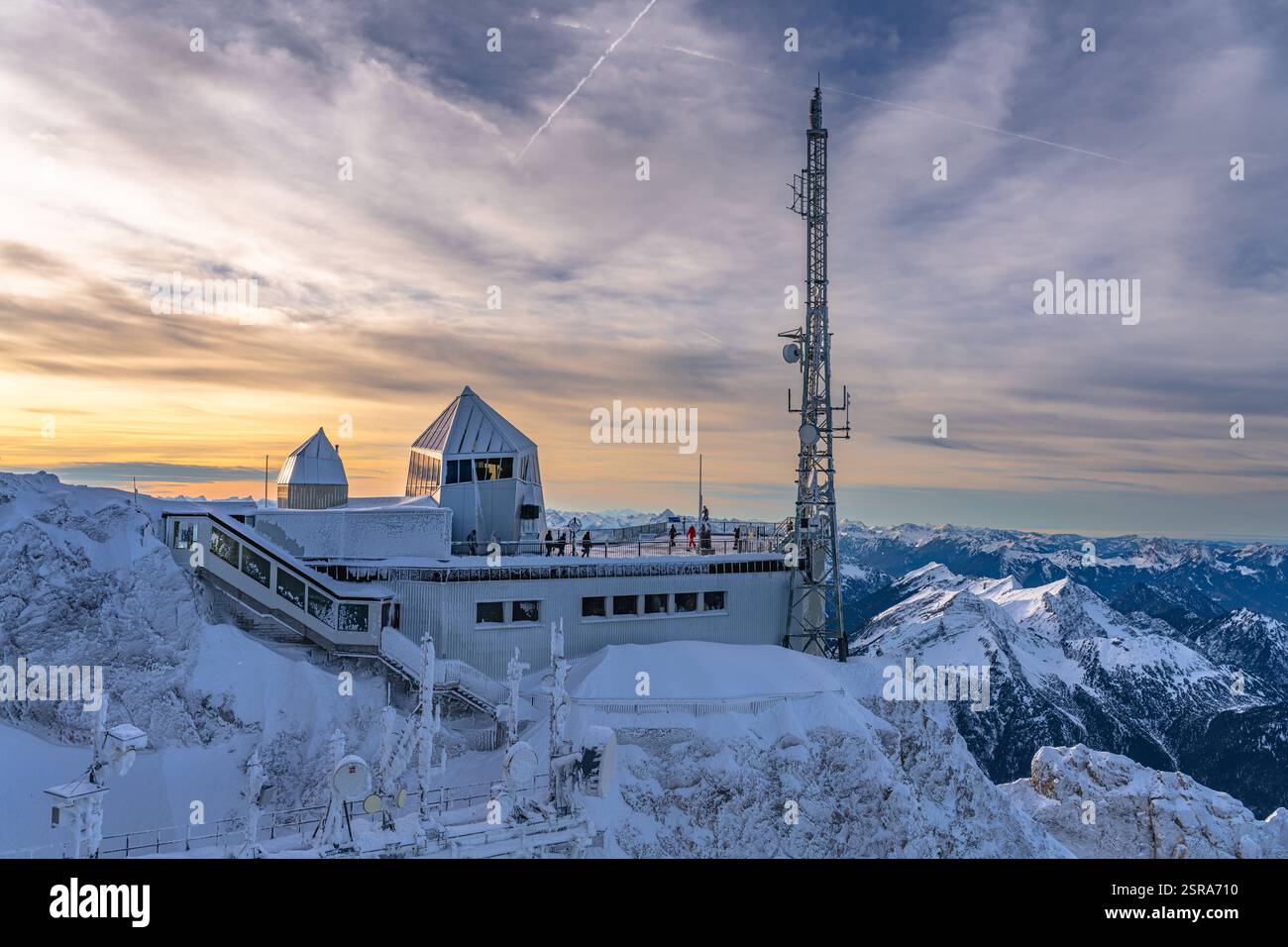 Stunning view of the Zugspitze with the observation platform and ...