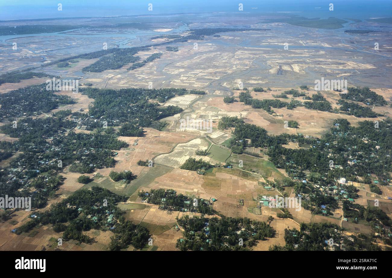 Aerial view of rural Bangladesh. Top view of Dhaka, Bangladesh. Bird's ...