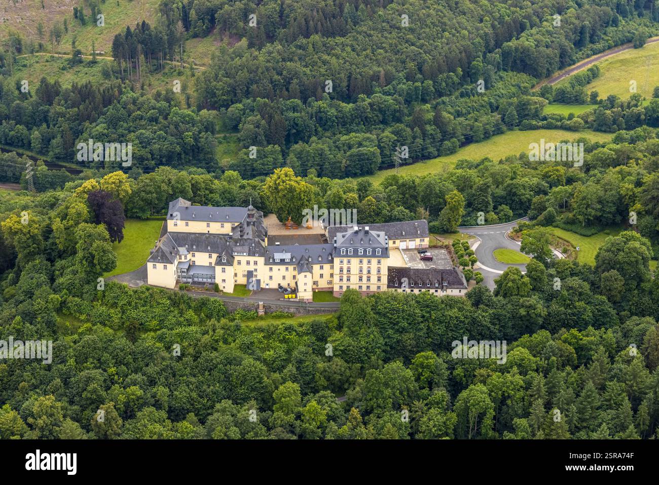 Aerial view, Wittgenstein Castle in the forest, Wittgenstein Art, Bad ...