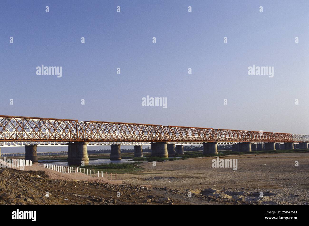 Bridge over Krishna river, Vijaywada, Prakasham Barrage, Andhra Pradesh ...