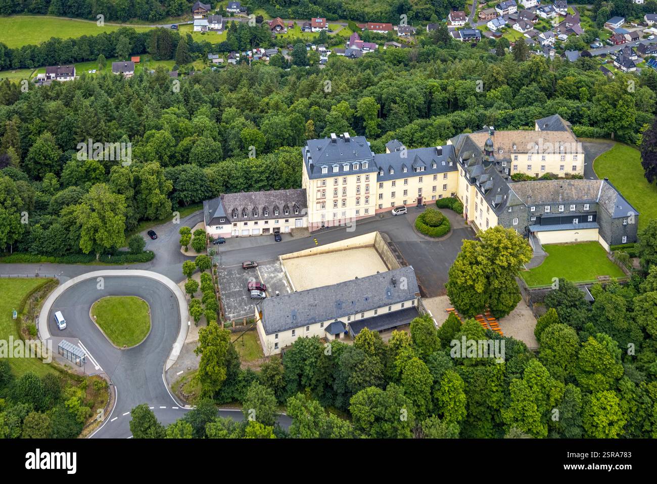 Aerial view, Wittgenstein Castle in the forest, Wittgenstein Art, Bad ...