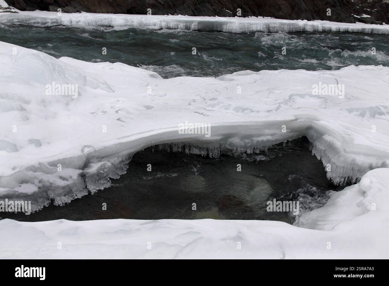 Frozen river, chadar trek, ladakh, jammu & kashmir, india, asia Stock ...