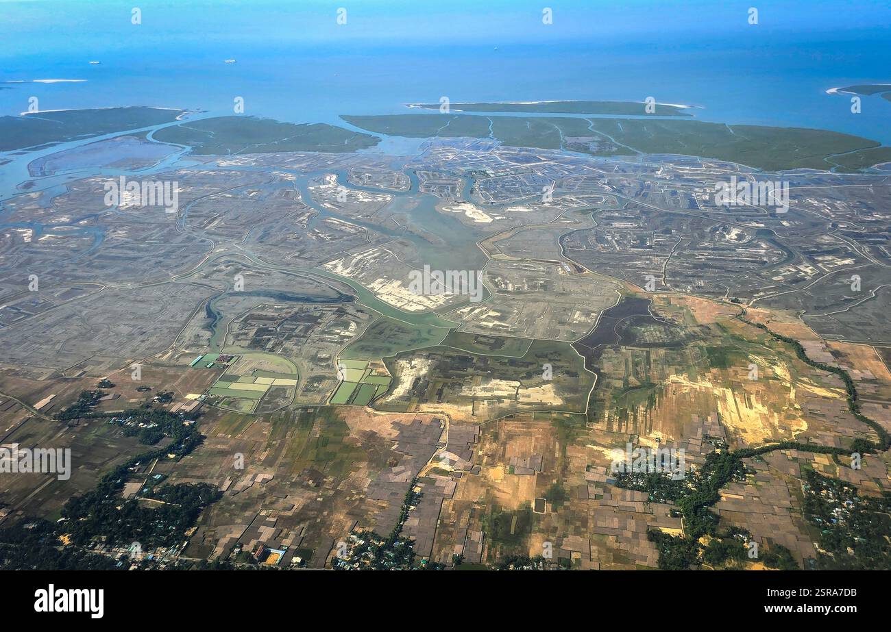 Aerial view of rural Bangladesh. Top view of Dhaka, Bangladesh. Bird's ...