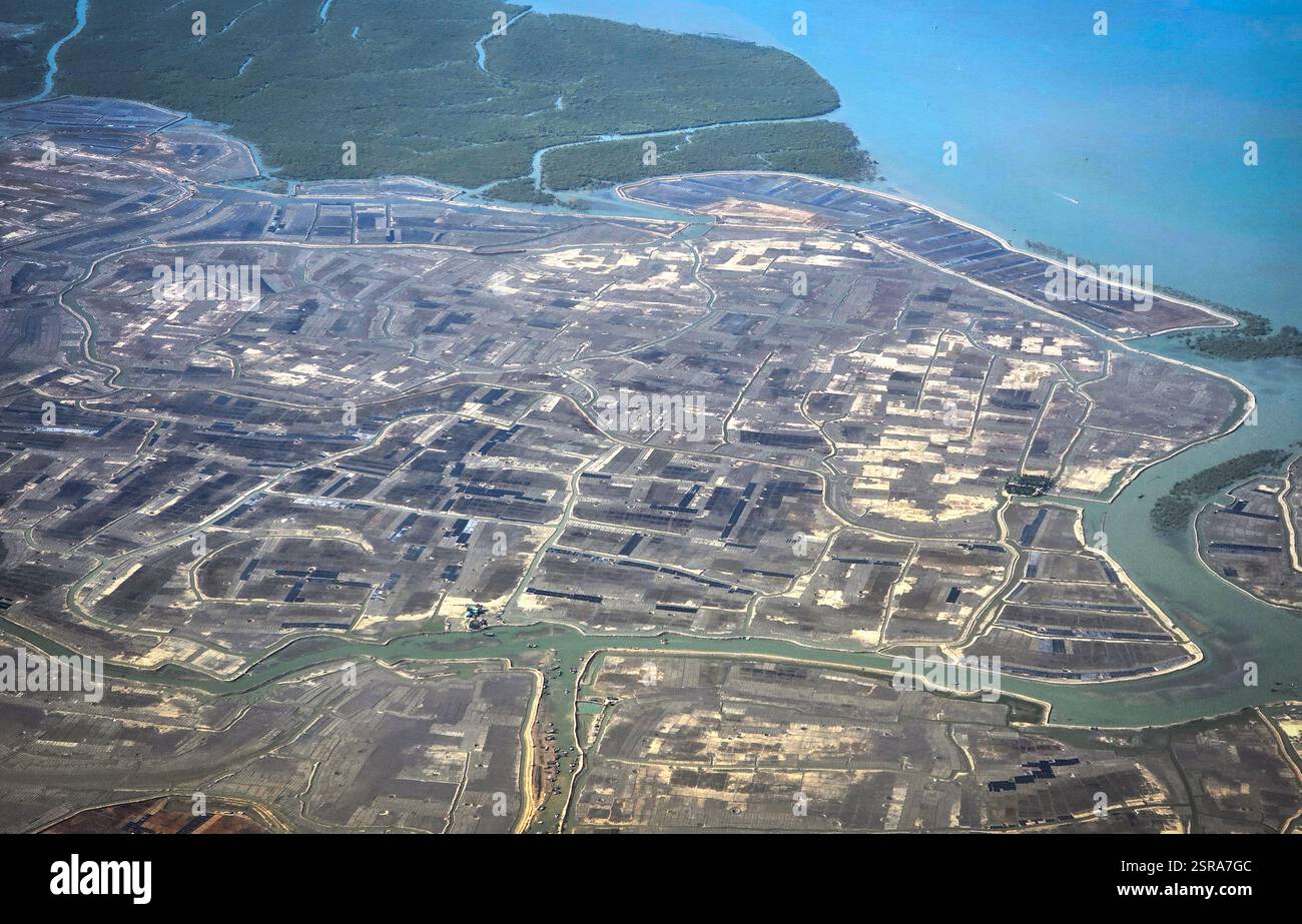 Aerial view of rural Bangladesh. Top view of Dhaka, Bangladesh. Bird's ...