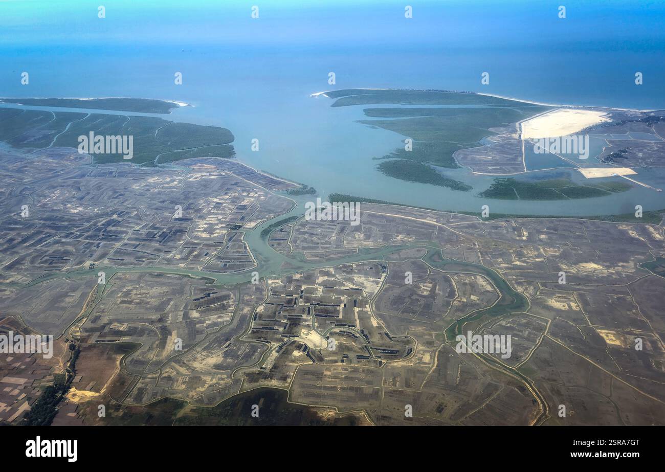 Aerial view of rural Bangladesh. Top view of Dhaka, Bangladesh. Bird's ...