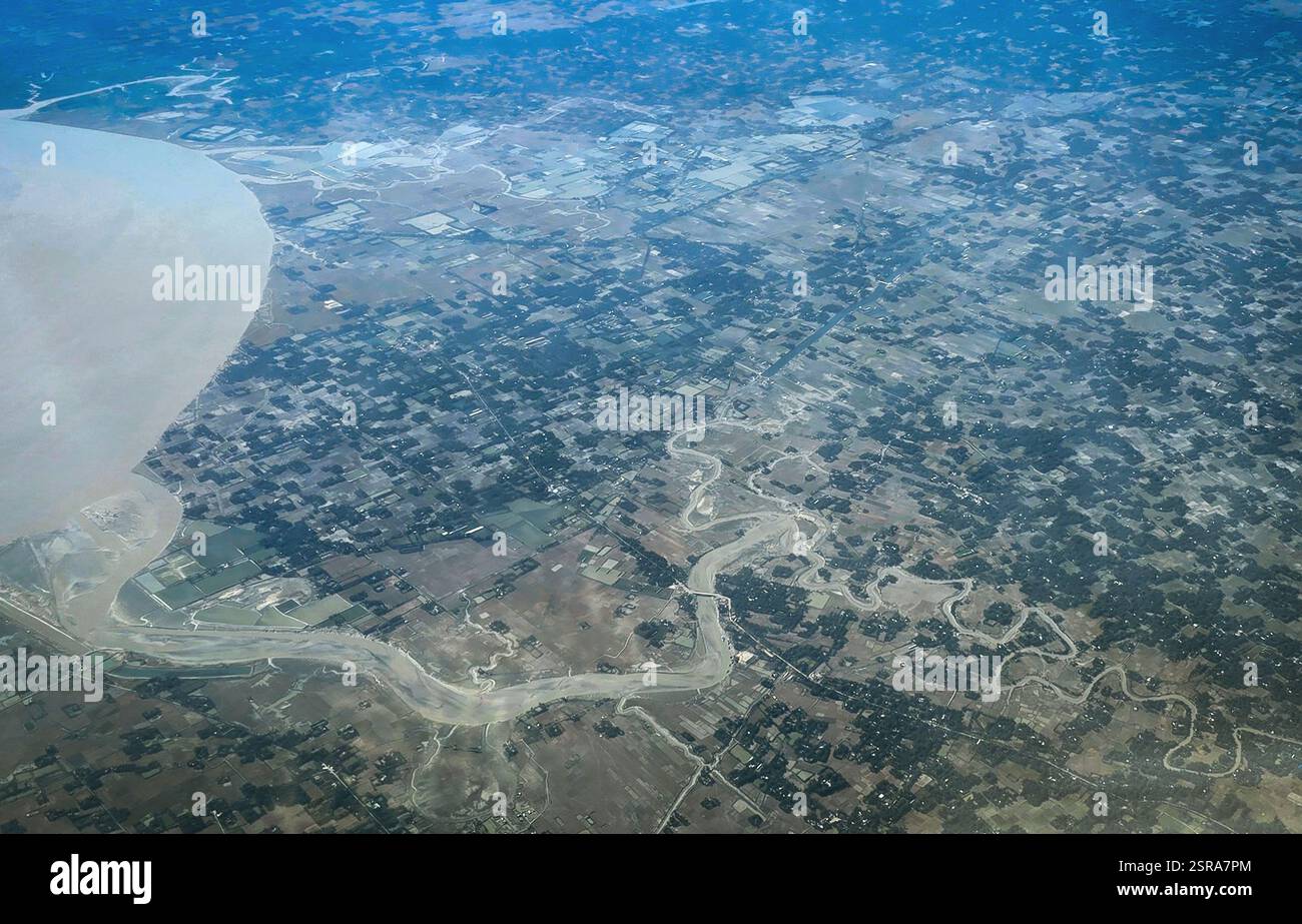 Aerial view of rural Bangladesh. Top view of Dhaka, Bangladesh. Bird's ...