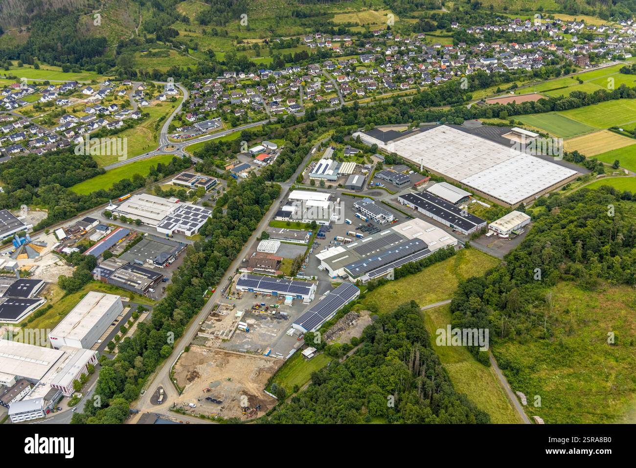 Aerial view, industrial estate Industriestraße and Lahnuferstraße, Bad ...
