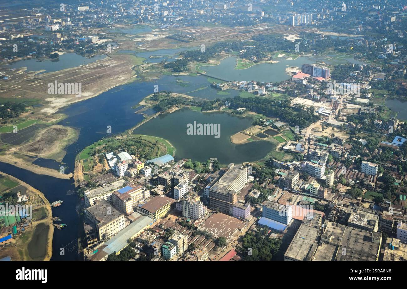 Aerial view of rural Bangladesh. Top view of Dhaka, Bangladesh. Bird's ...